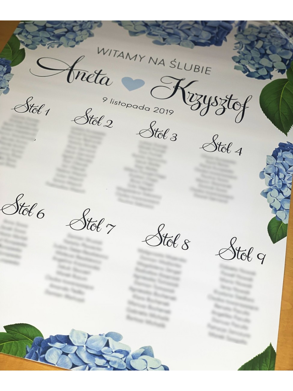 Plan stołów, tablica