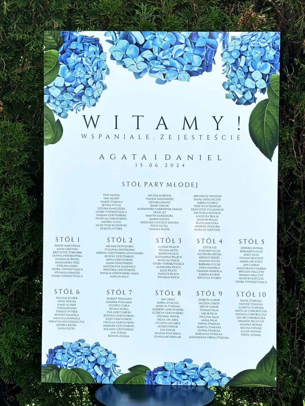 Plan stołów, tablica