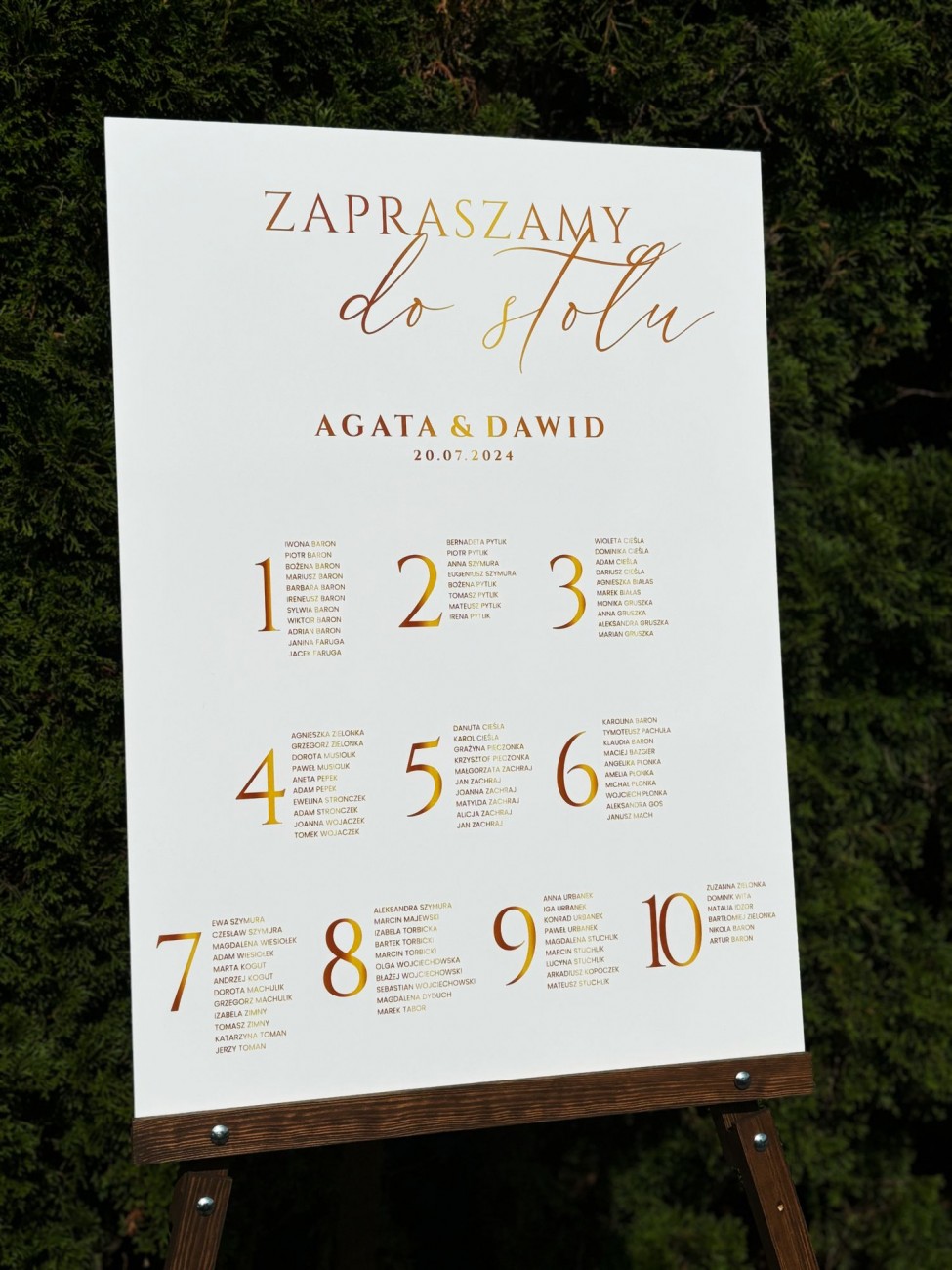 Plan stołów, tablica